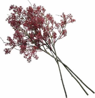 Loberon Deko-Blume 3er Set Lac Serein - Naturgetreue Verzweigung, individuelle Gestaltung, Bordeaux, pflegeleicht - Eisendraht, Bordeaux