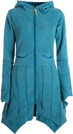 vishes Alternative Bekleidung - Damen Fleecemantel Cardigan Zipfelkapuzenjacke Hooded Fleece Strickjacke t&uuml;rkis 44-46