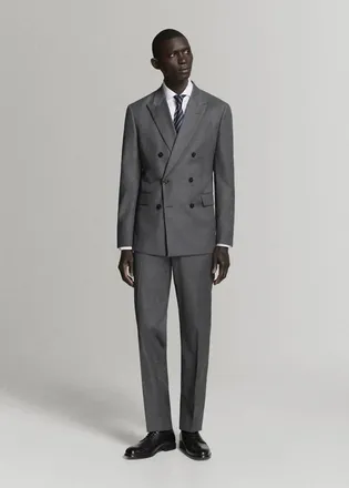 Mango Pantalon costume Monaco slim-fit gris chin&eacute; moyen - Homme - 38 - MANGO MAN
