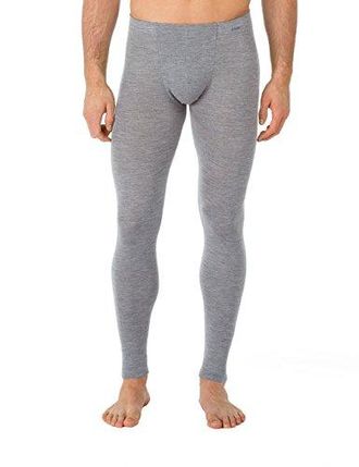 CALIDA Wool & Silk Leggings hommes, thermorégulateur, en laine vierge et soie, fines côtes