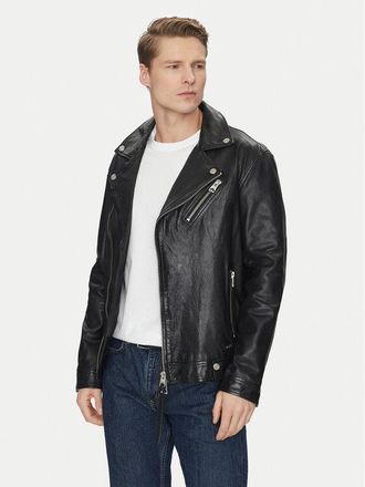 Guess Lederjacke M2YL12 L0QN0 Schwarz Regular Fit