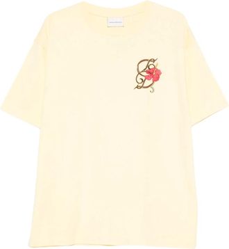 Dr&ocirc;le de Monsieur Homme, Tops, Jaune, Taille: L D Hibiscus Brod&eacute;e T-shirt