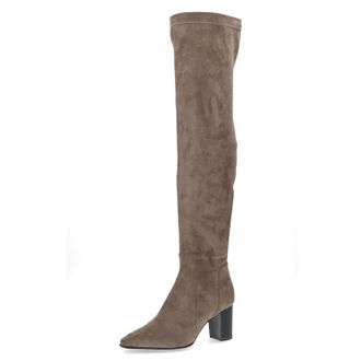 Caprice Damen Overknee Stiefel Memotion mit Absatz Spitz Weite G, Braun (Taupe Stretch), 40 EU