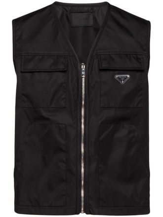 Prada gilet Re-Nylon à poches à rabat - Noir