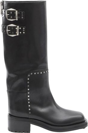 Jimmy Choo London Femme, Chaussures, Noir, Taille: 36 1/2 EU Bottes hautes en cuir avec boucles et clous