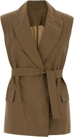 Brunello Cucinelli Femme, Vestes, Beige, Taille: 36 FR Gilet Cappuccino en m&eacute;lange de coton