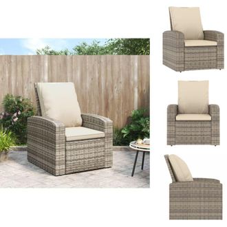 vidaXL Gartensessel Verstellbar mit Kissen Hellbraun Poly Rattan - Gartensessel - Outdoor M&ouml;bel - Terrassenm&ouml;beln - Lounge Chair - Liegestuhl