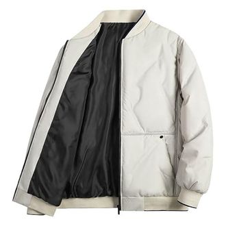 Generic Veste matelass&eacute;e &eacute;paisse &agrave; col montant avec fermeture &eacute;clair pour homme (M-8XL) Veste &eacute;paisse dhiver chaude, blanc, 4XL