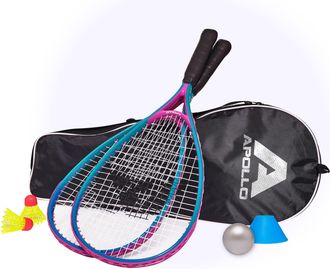 Apollo Speed Badminton Set | Schläger in Verschiedenen Farben | Squash Set | Tasche und Federball für Kinder
