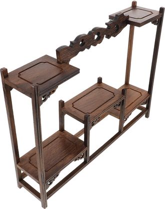 Holibanna Antikes Holz Ausstellungsregal Geschnitzt Vintage Figurenregal F&uuml;r Sammlerst&uuml;cke Kompakt Wohndekor