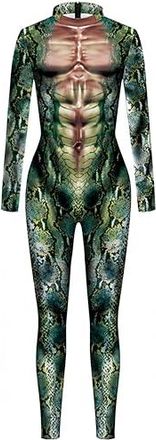 Ocean Plus Hommes Halloween Squelette Costume Combinaison Skinny Animal S&eacute;rie Impression Num&eacute;rique Combinaison (L, Serpent)