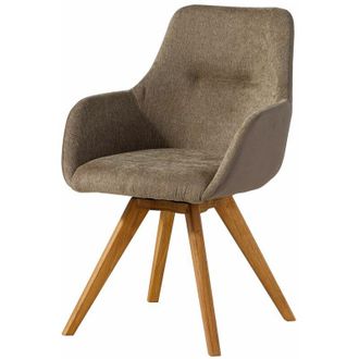Massivmoebel24 Chaise pivotante en bois de ch&ecirc;ne sauvage gris taupeTACOMA 12