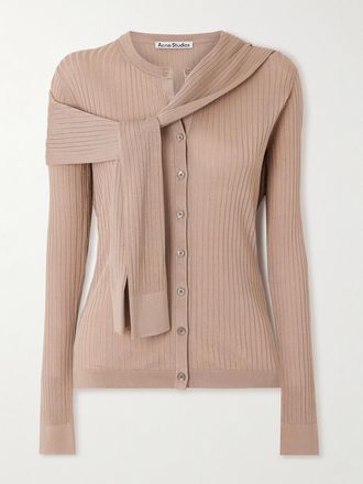 Acne Studios Cardigan En Mailles Côtelées À Superposition - Neutres