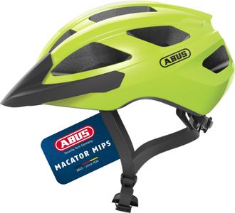 ABUS Rennradhelm Macator MIPS - Fahrradhelm für Einsteiger mit Schirm - geeignet für Zopfträger/-innen - für Damen und Herren - Gelb, Größe S