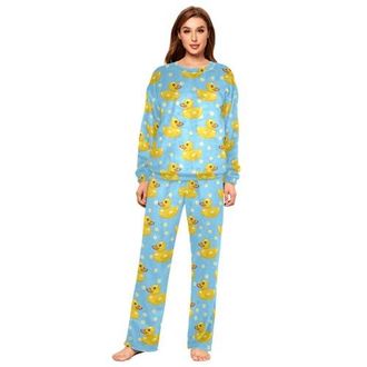 Alaza Ensemble de pyjama en polaire pour femme, fantôme mignon, vêtements de détente deux pièces, vêtements de nuit, pyjama thermique, super doux, ensemble 