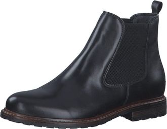 Tamaris Damen Chelsea Boots, Frauen Stiefeletten,uebergangsschuhe,uebergangsstiefel,Schlupfstiefel,flach,Boots,Stiefel,Black Leather,42 EU