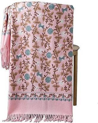 GFM Châle pashmina en laine à texture cachemire brodée - Automne-Hiver - Saint Valentin, fête des mères, Noël (EMBSHL-A), 1 rose., L