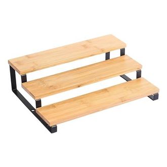 MSV Etagère à épices 3 Niveaux Design Industriel Bambou & Acier Elie Noir Mat