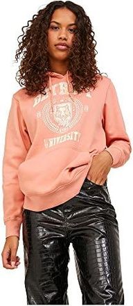 Jack & Jones JJXX JXZOEY Relaxed LS Sweat Hood SWT Capuche, Coral Haze/imprim&eacute; : Detroit, XS Femme