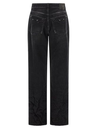 Balenciaga Womens Black Cotton Straight-Leg Jeans Clothing
