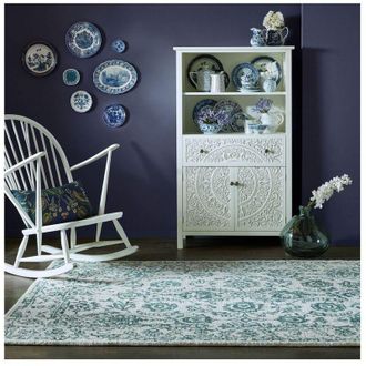 Flair Rugs Tapis floral laine rectangle mèches courtes Yasmin Ivoire 120x170