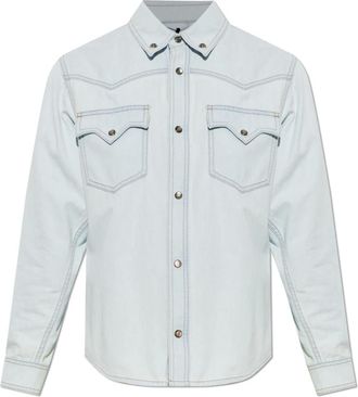 Versace Femme, Blouses et Chemises, Bleu, Taille: 36 FR Chemise en jean