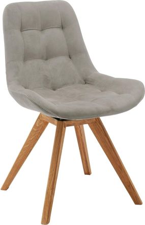 CARRYHOME Stuhl, Hellgrau, Textil, Wildeiche, massiv, konisch, 56x84x63 cm, Stoffauswahl, Sitzfl&auml;che 180&deg; drehbar, automatische R&uuml;ckholfunktion, Esszimmer, St&uuml;h