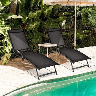 Costway 2er Set Sonnenliege, Gartenliege bis 160 kg belastbar, 5-Fach verstellbare R&uuml;ckenlehne, 184,5 x 62 x 71 cm, Outdoor Liegestuhl f&uuml;r Terrasse