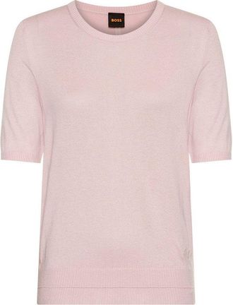 HUGO BOSS Kurzarmpullover Fiaffusa Premium Damenmode mit dezentem Ajourstrickmuster hinten