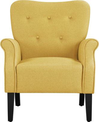 Yaheetech 1x Relaxsessel Loungesessel Cocktailsessel mit Holzbeinen Polstersessel Fernsehsessel Lehnstuhl, gelb