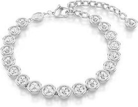 Swarovski Bracelet Imber Tennis, Taille ronde, Blanc, Métal rhodié