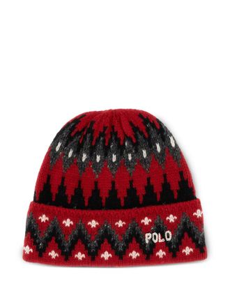 Polo Ralph Lauren bonnet à motif en intarsia - Rouge