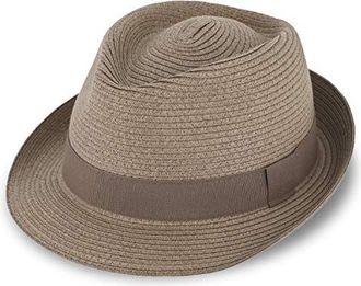 Fiebig Jackson Trilby Chapeau en papier avec ruban gros grain coloré | Chapeau de soleil 100 % papier | Chapeau dété naturel dans de nombreuses tailles et co