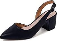 Queen Helena ZM9324 Chaussures basses élégantes avec talon décolleté à bout fermé pour femme, Noir, 36 EU