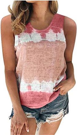 Generic Débardeur Tie Dye pour femme en coton ample : chemisier femme été coton crop tops élégant débardeur fête top dété Y2K top fonctionnel sexy haut foncti