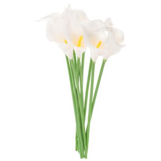Cabilock 10 St&uuml;ck elegante, lebensechte k&uuml;nstliche PU-Lilien, Calla-Blumenstr&auml;u&szlig;e, Brautstr&auml;u&szlig;e, Hochzeit, Blumenstr&auml;u&szlig;e (wei&szlig;)