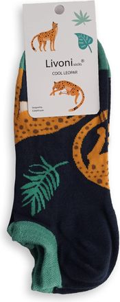 Livoni Unisex Cotton Sneaker Socks with Colorful and Fun Designs, Size: 39-42, Model Name: Cool Leopard-Low Socks