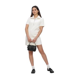 Calvin Klein SS Spacer Mixed Media Rib Mock Dress - - Dresses - Damen - Wei&szlig; - XS