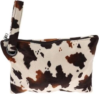 Beaupretty SUPVOX Pochette &agrave; Imprim&eacute; Vache Marron pour Femme Petit Paquet &agrave; Main L&eacute;ger Portefeuille Zipp&eacute; avec Compartiments Paquet de Soir&eacute;e &Eacute;l&eacute;gant pour Mariag