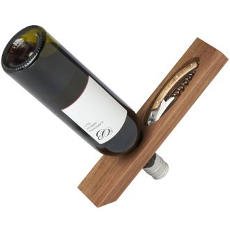 noTrash2003 Magischer Weinflaschenst&auml;nder aus Akazienholz - Weinhalter im klassischen Design mit integriertem Kellnermesser | FSC-Zertifiziert | 27 &times; 6 &times; 2 cm | S