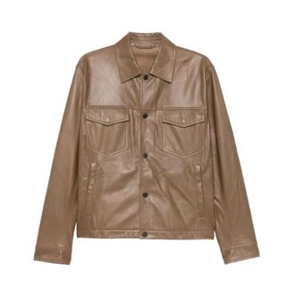 Emporio Armani Lederjacke - - Jackets - Herren - Braun - L