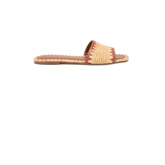 Oltre Sandales plates bicolores avec tressage en raphia - Femme - Chaussures - Beige - Taille: 34 EU