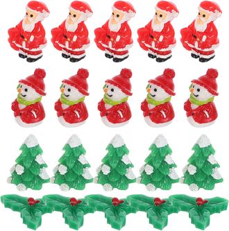Amosfun 20 St&uuml;ck Mini Harzornamente Bastelbedarf Weihnachtsdekoration Mini Festtagsfiguren Aus Harz Dorfszenen Accessoires Schneemann Dorfaccessoires Schneefl