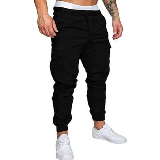 Generic Pantalon de travail pour homme : pantalon de travail d&eacute;contract&eacute; de couleur unie multi-poches pantalon de travail d&eacute;contract&eacute; pour homme pantalon de p