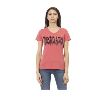 Trussardi Femme, Tops, Rose, Taille: 38 FR T-shirt Col en V Manches Courtes
