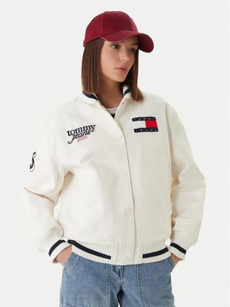 Tommy Jeans Bomberjacke DW0DW22585 Wei&szlig; Relaxed Fit