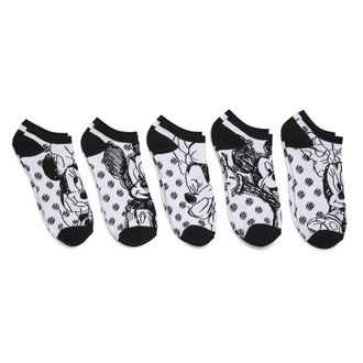 Disney Womens Minnie Mouse No Show, 5er-Pack Legere Socken, Black White Multi, 9-11