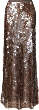 Fabiana Filippi jupe ornée sequins à coupe longue - Marron