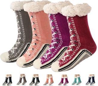 Generic Chaussettes ultra &eacute;paisses en cachemire pour femme, chaussettes &eacute;paisses en polaire douce et confortable avec poign&eacute;es, 4 pi&egrave;ces B., Taille unique