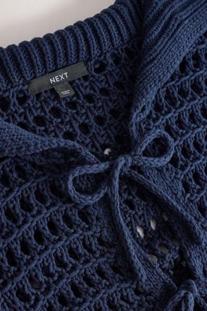 Next Strickjacke Strickjacke mit Matrosenkragen + Mesh (1-tlg)